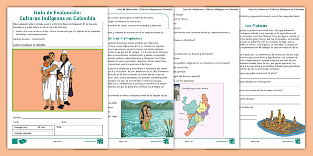 Guía de Evaluación: Culturas Indígenas en Colombia - Twinkl