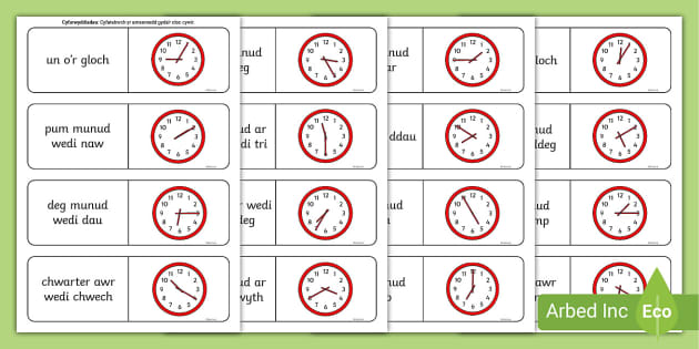 Dominos Dweud yr Amser i Bob 5 Munud (Teacher-Made) - Twinkl