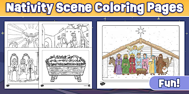 nativity stable colouring