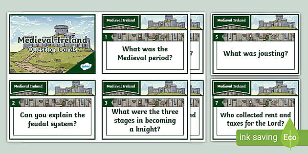 Medieval Ireland Question Cards 5th and 6th Class - Twinkl