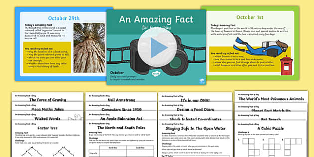 October Amazing Fact A Day Powerpoint and Sheets Activity Pack