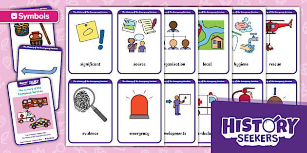Twinkl Symbols: History of the Emergency Services:Flashcards