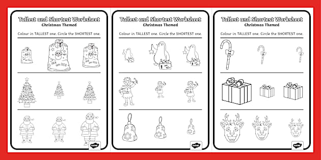 Christmas Themed Tallest and Shortest Worksheets - christmas