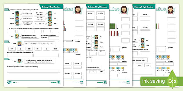 👉 * NEW * Ordering 3-Digit Numbers Activity Sheets