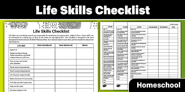Homeschool Life Skills Checklist