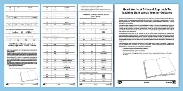 Heart Words: A Different Approach To Teaching Sight Words Teacher Guidance
