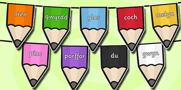 Lliwiau ar Bensiliau - Baneri Bach