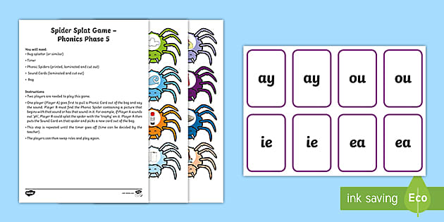 Spider Splat Phase 5 Phonics Game (teacher made)