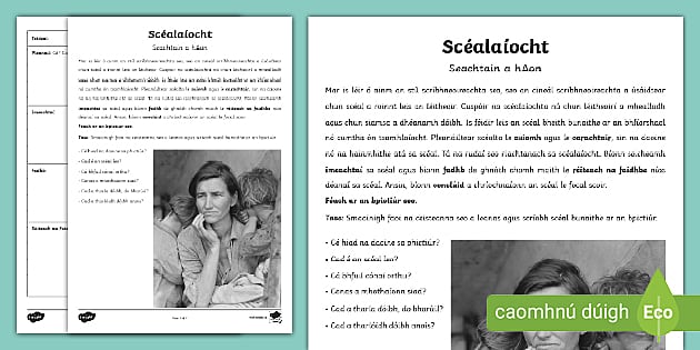 Narrative Writing Week One Homework Worksheet Gaeilge