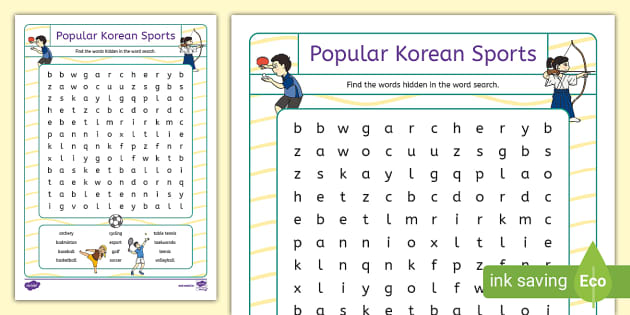 Popular Korean Sports Word Search (teacher made) - Twinkl