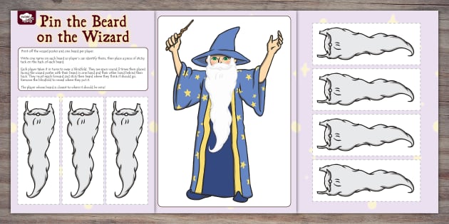 Pin the Beard on the Wizard Printable Game | Twinkl Party