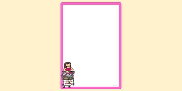 FREE! - Simple Blank Woman with Shopping Trolley Page Border | Page ...