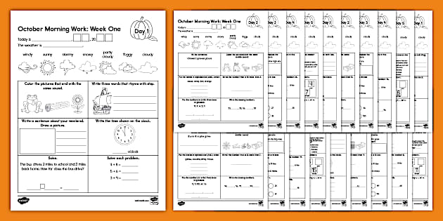 First Grade October Morning Work Bundle (Teacher-Made)