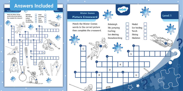Winter Games Picture Crossword Puzzle - Twinkl - Puzzles