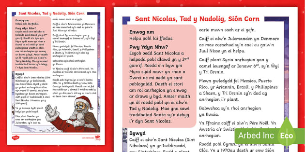 Ffeil Ffeithiau Siôn Corn (teacher made) - Twinkl