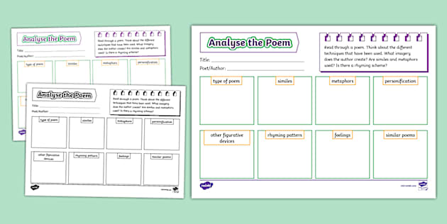 Analysing a Poem Worksheet (teacher made) - Twinkl Analysing a Poem Worksheet (teacher made) - Twinkl