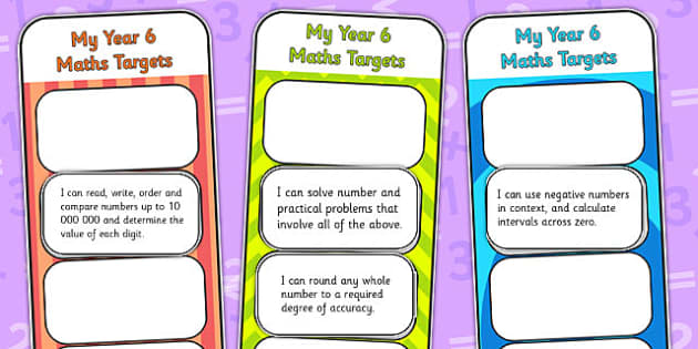 2014 National Curriculum Year 6 Maths Target Bookmarks