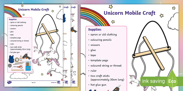Unicorn Mobile Craft (teacher made) - Twinkl