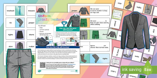 Uniform Matching Dominoes Game for Learners of EAL - Twinkl Uniform Matching Dominoes Game for Learners of EAL - Twinkl