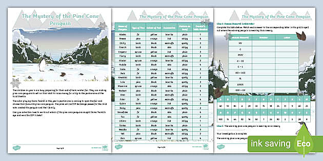 👉 Y4 The Mystery of the Pine Cone Penguin Maths Mystery