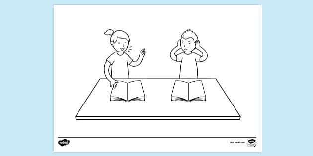 Child Talking Loudly Colouring Sheets | Colouring Pages