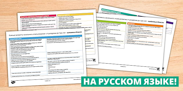 Russian Translation of EYFS Development Matters Birth-3 Statements Ages and