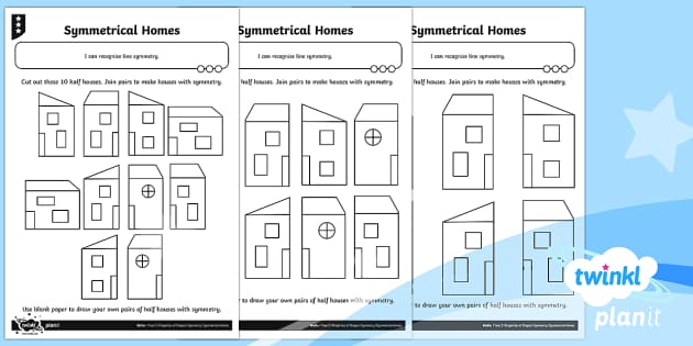 PlanIt Maths Y2 Properties of Shapes Symmetrical Homes Home Learning Tasks