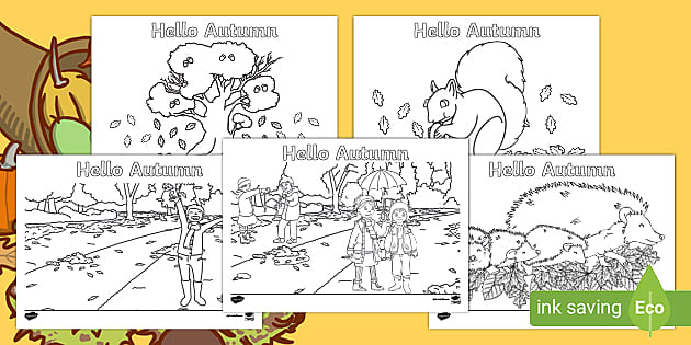 Hello Autumn Colouring Pages - Twinkl