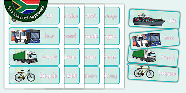 Preschool- Transportation: Word Cards (teacher made)