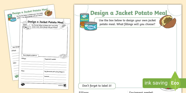 Design a Jacket Potato Meal Worksheet (teacher made)