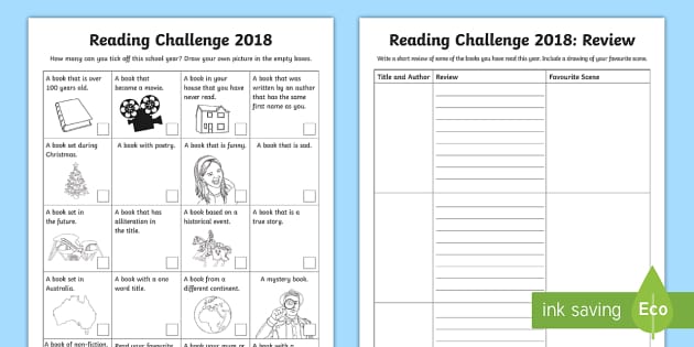 Personal Reading Challenge 2018 Checklist (teacher made)