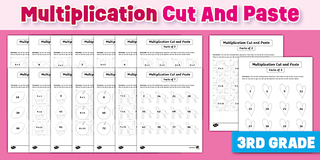 Third Grade Multiplication Cut and Paste Worksheets