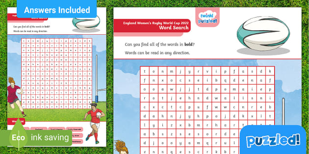 England Women's Rugby World Cup 2022 Word Search - AL - Kids