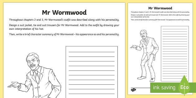 FREE! - Character Study of Mr Wormwood to Support Teaching on Matilda