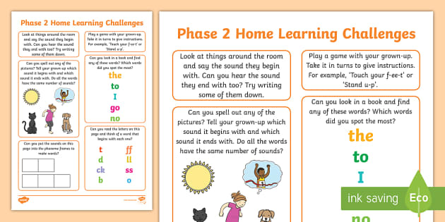 Phase 2 Home Learning Challenges (teacher made)
