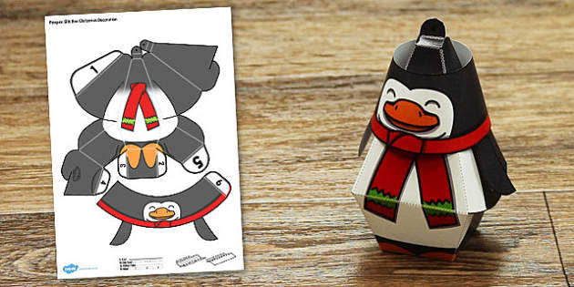 Penguin Gift Box Christmas Decoration - penguin, gift box, christmas