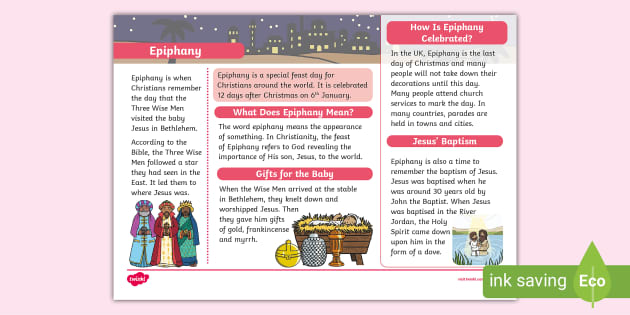 KS1 Feast of Epiphany Fact File for learning about Epiphany