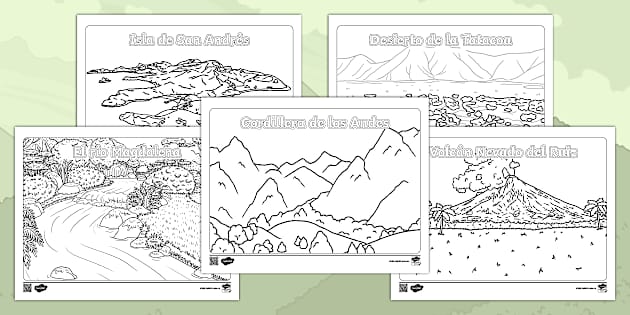 Hoja de colorear: Las formas del relieve de Colombia