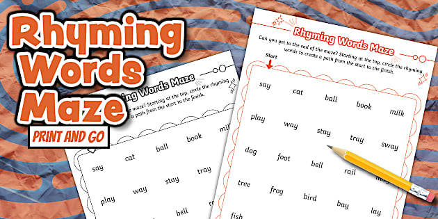 * NEW * Rhyming Words Maze Worksheet