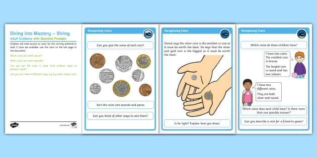 Year 1 Diving into Mastery: Recognising Coins Activity Cards
