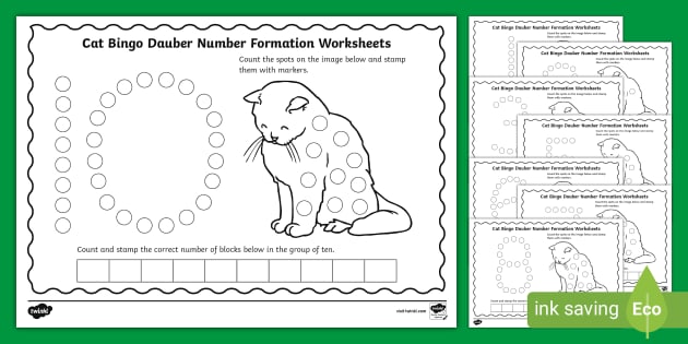 FREE! - Cat Bingo Dauber worksheets | Twinkl | Maths | EYFS