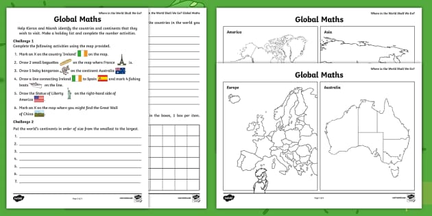 Continents and Countries Worksheet | SESE Geography