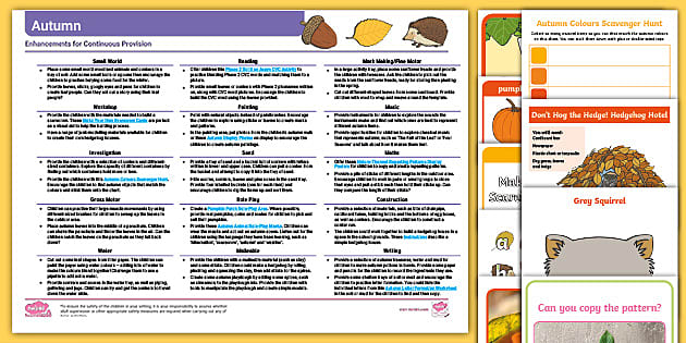 Autumn Continuous Provision Planning Ideas Pack (Reception)