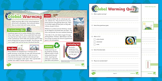 KS2 Global Warming Fact File and Quiz (teacher made)