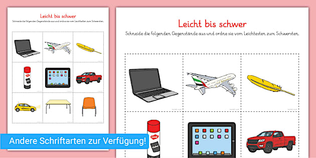 Leicht oder schwer? - Arbeitsblatt