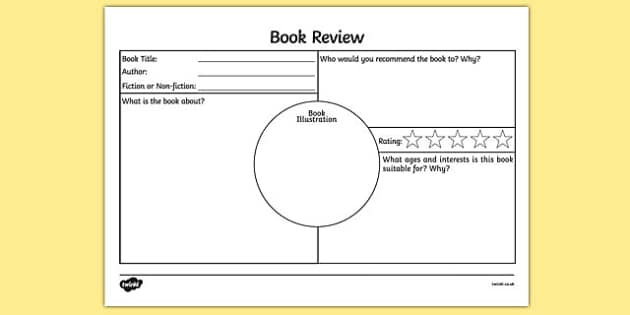 Book Review Template KS2 Primary Resources
