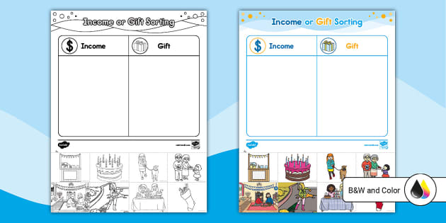 Income or Gift? Cut and Paste Sorting Activity for K-1st Grade