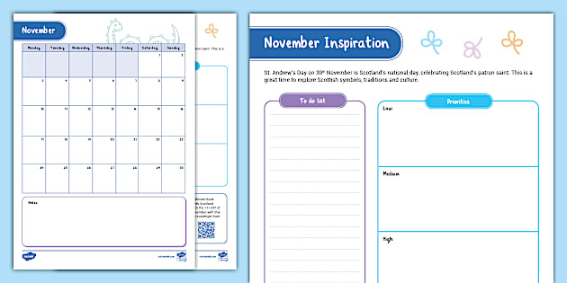 November Educator Monthly Planner (teacher made) - Twinkl