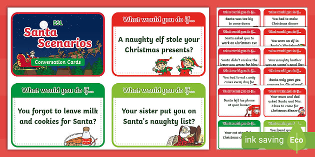 ESL Santa's Scenarios Conversation Cards (teacher made)