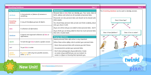 Computing: Branching Databases: Year 3 Knowledge Organiser